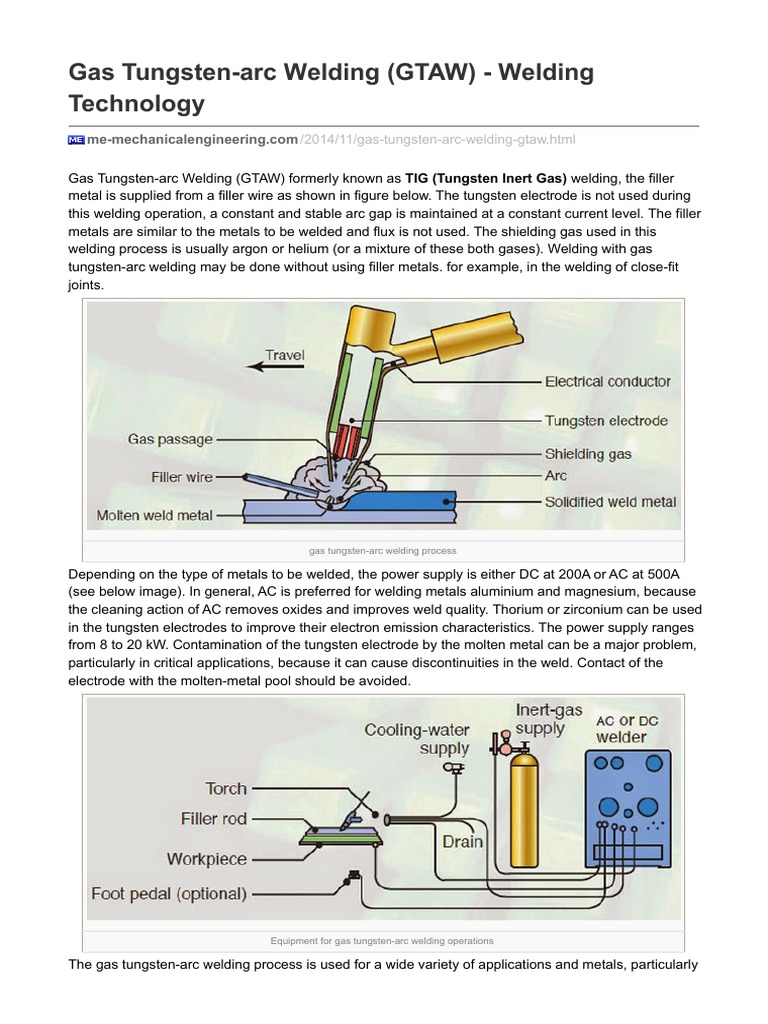 Gas Tungsten-Arc Welding GTAW - Welding Technology | PDF | Welding ...
