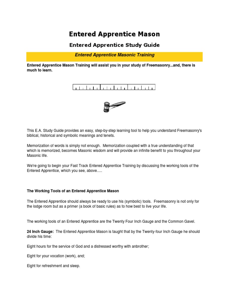 Entered Apprentice Mason | PDF | Freemasonry | Masonic Lodge