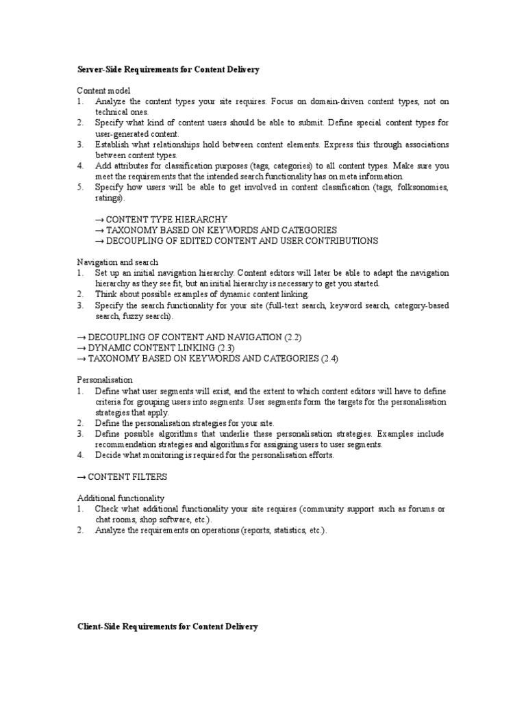 Server-Side Requirements For Content Delivery | PDF | Search Engine ...