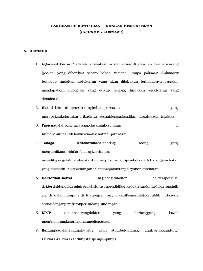 Contoh Panduan Informed Consent | PDF