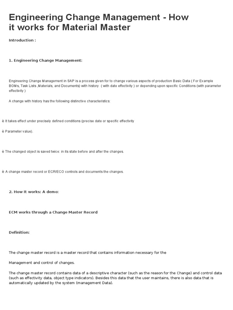 Engineering Change Management | Download Free PDF | Data | Profit ...