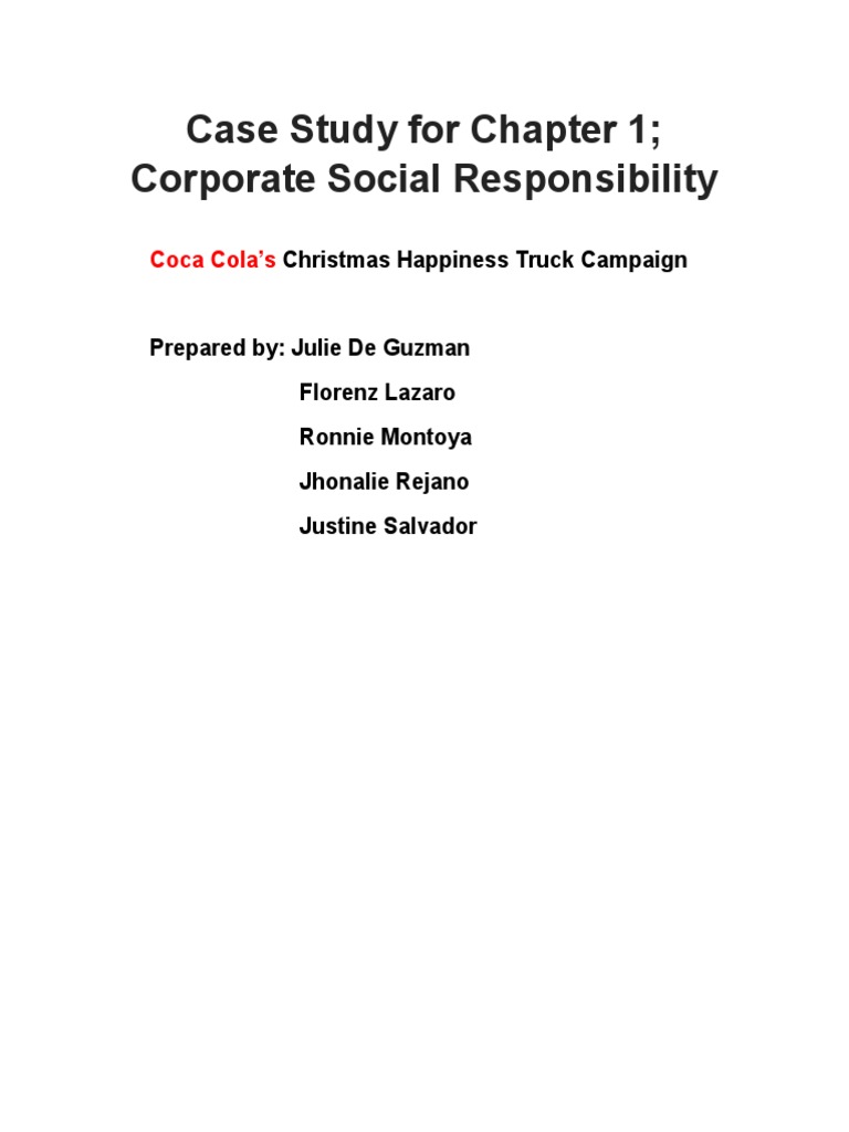 CSR Case Study | PDF | Coca Cola | The Coca Cola Company