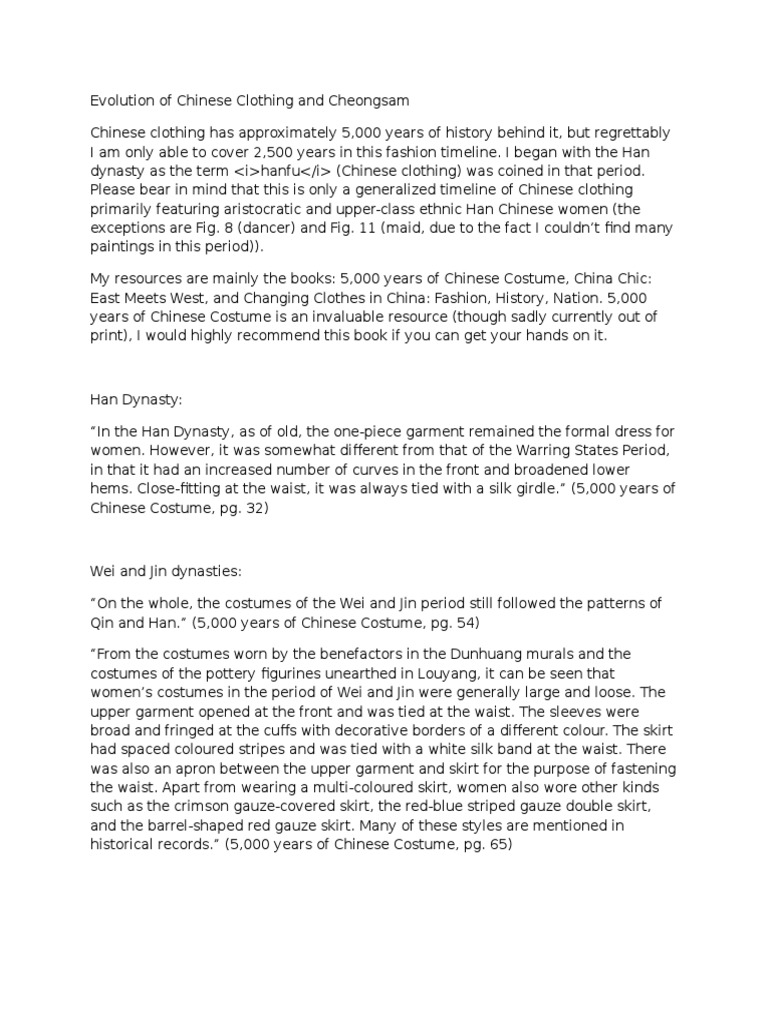Evolution of Chinese Clothing from Han to Qing Dynasties | PDF | Skirt ...