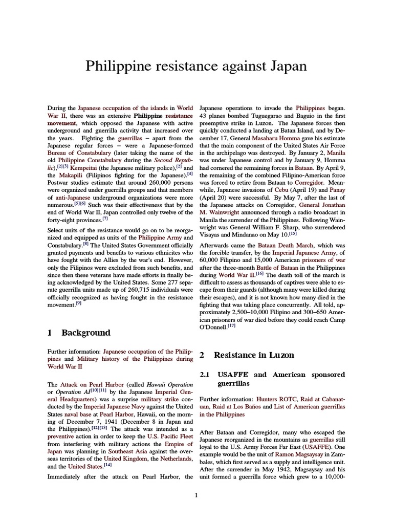 Philippine Resistance During WWII | PDF | Military | Philippines