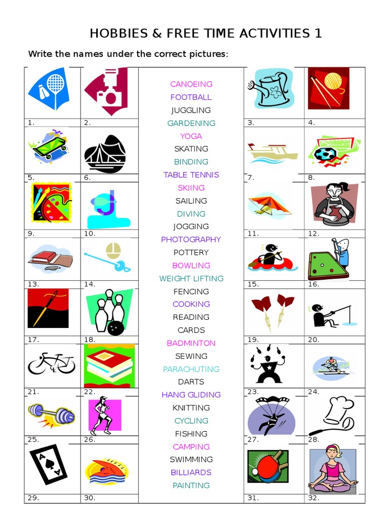 Hobbies Free Time Activities 1 | PDF