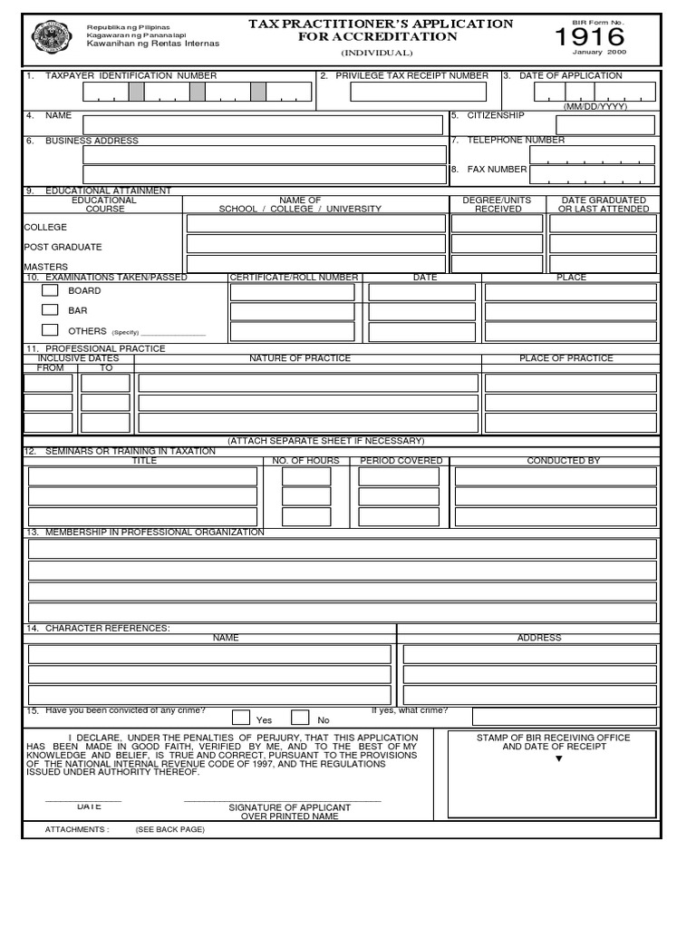Tax Practitioner'S Application For Accreditation: Kawanihan NG Rentas ...