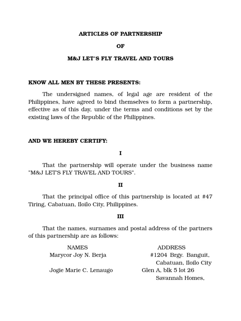 Articles of Partnership | PDF | Board Of Directors | Corporations