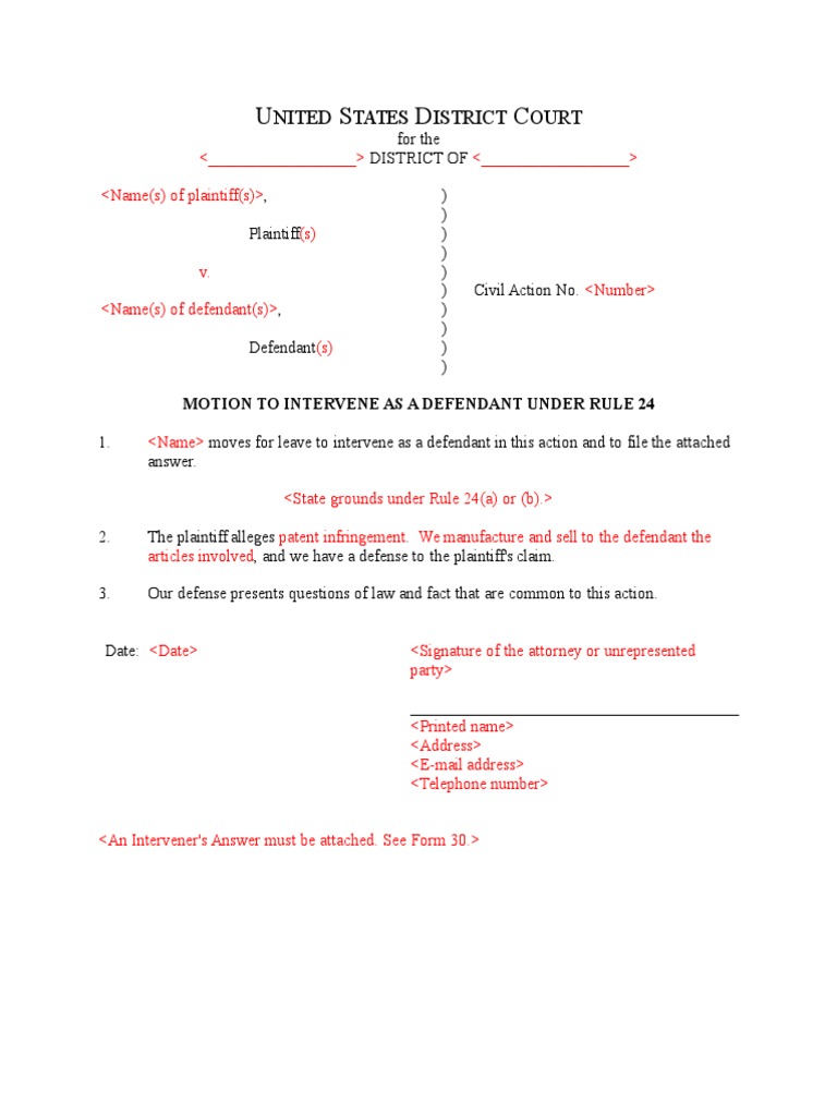 Civ42-Motion To Intervene As A Defendant Under Rule 24 | PDF | Law