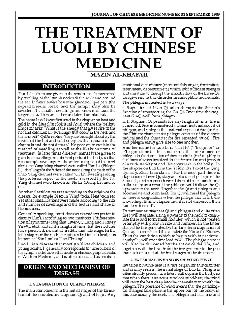 Swelling of The Lymph Nodes | PDF | Traditional Chinese Medicine | Qi