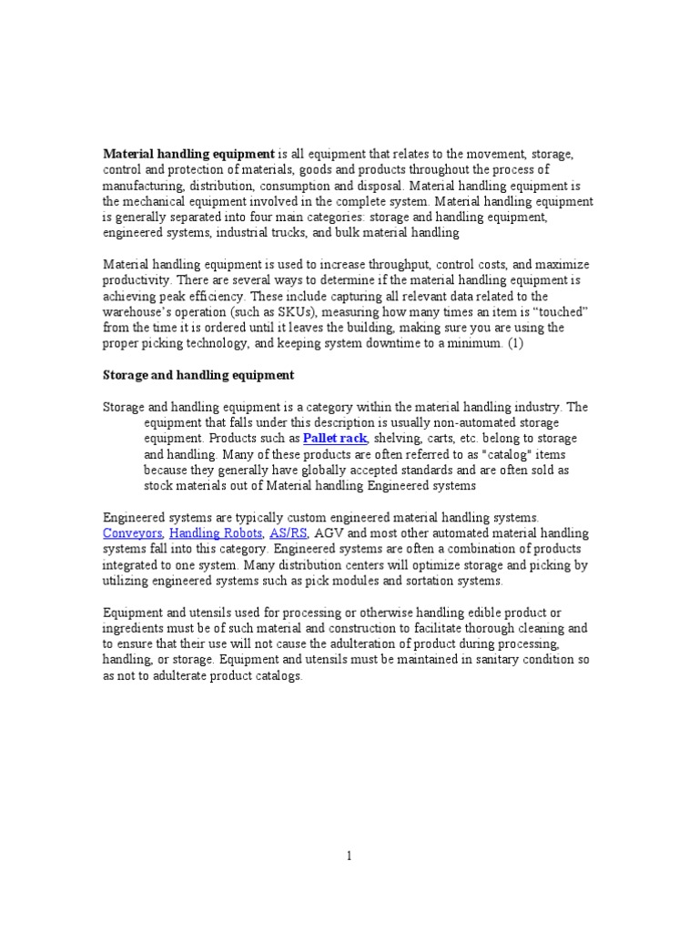 Material Handling Equipment Guide | PDF | Warehouse | Crane (Machine)