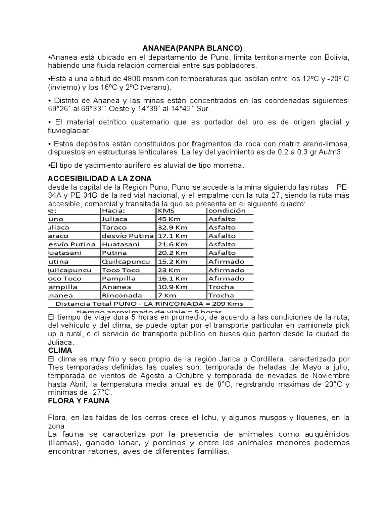 Ubicacion de La Mina La Rinconada | PDF | Viajes y turismo | Ciencia y ...