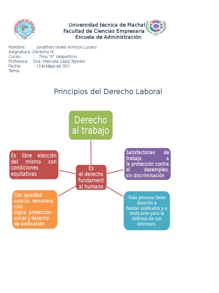 Principios Del Derecho Laboral Derecho 3 Derecho Laboral Ciudadanía