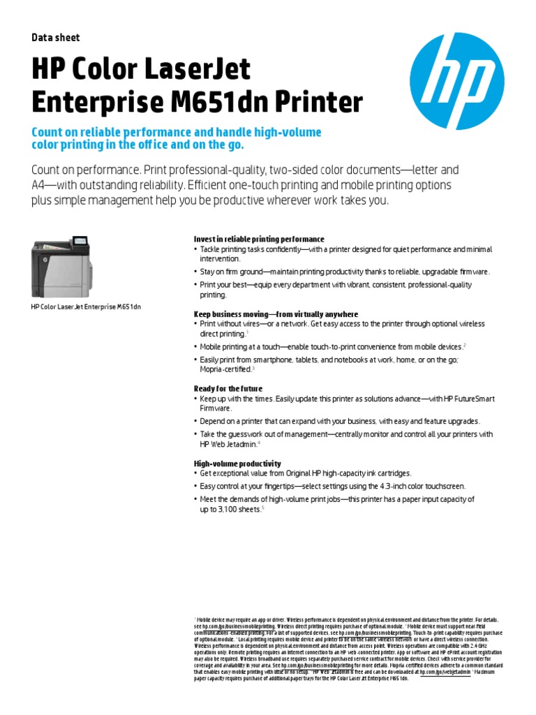 HP Color Laserjet Enterprise M651Dn Printer | PDF | 64 Bit Computing ...