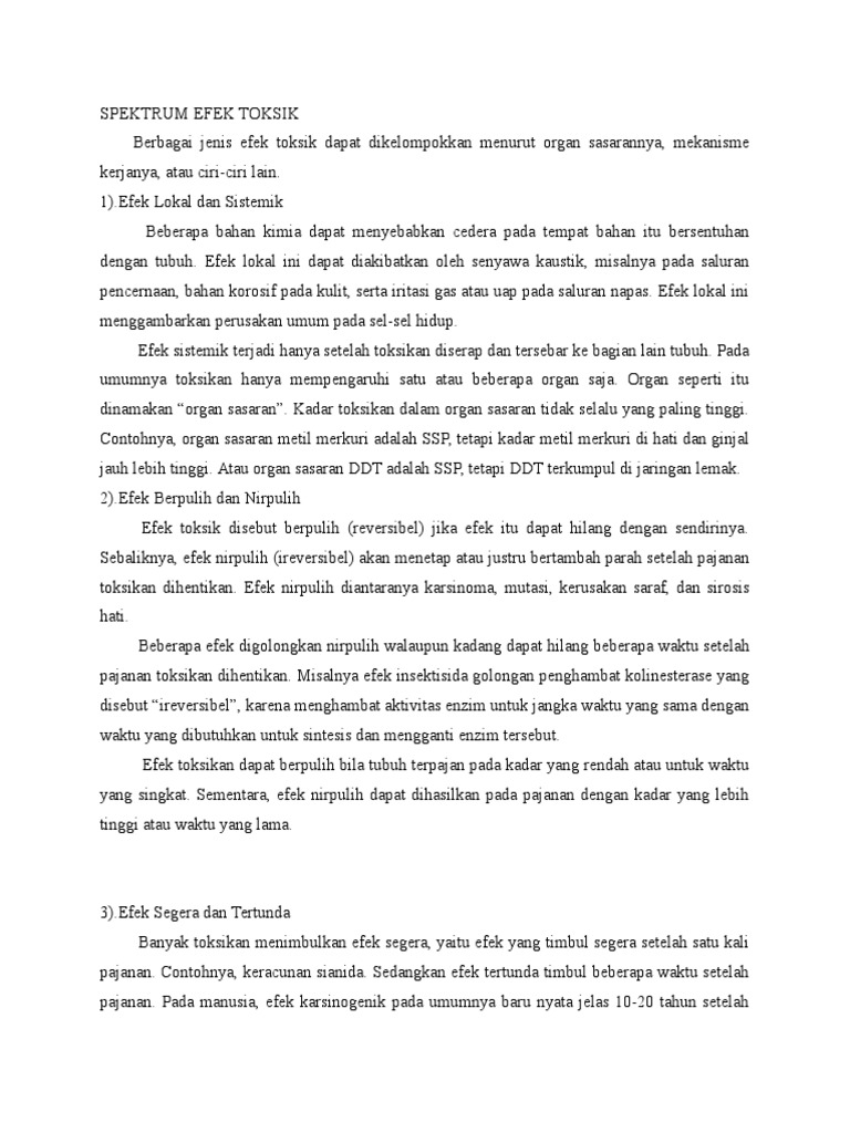 Spektrum Efek Toksik Dan Dampak | PDF | Sains & Matematika