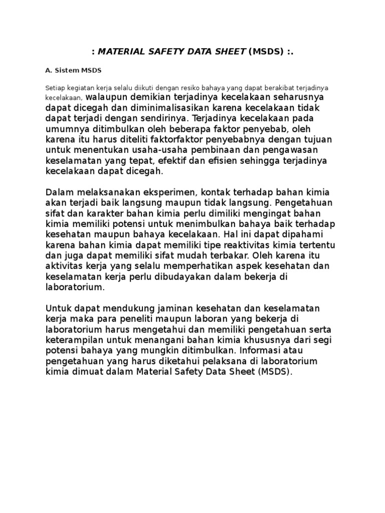 Panduan Lengkap MSDS untuk Laboratorium | PDF | Sains & Matematika