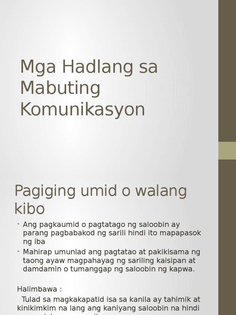 Mga Hadlang Sa Mabuting Komunikasyon | PDF