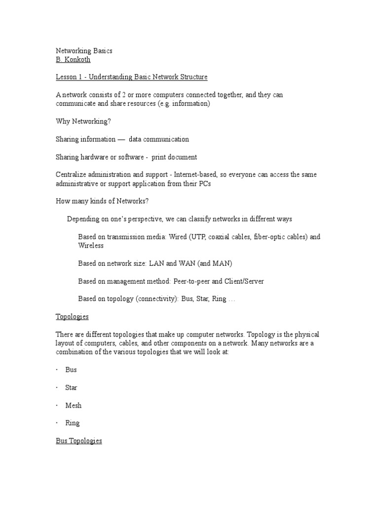 Lesson 1: Basic Network | PDF