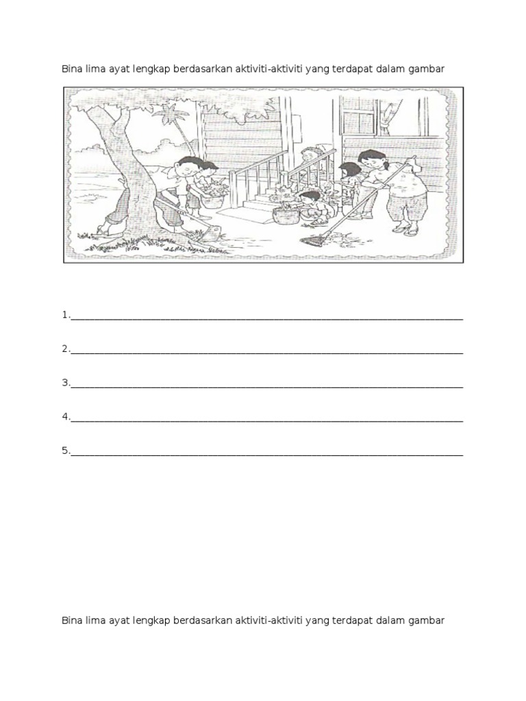 Bina Lima Ayat Lengkap Berdasarkan Aktiviti | PDF