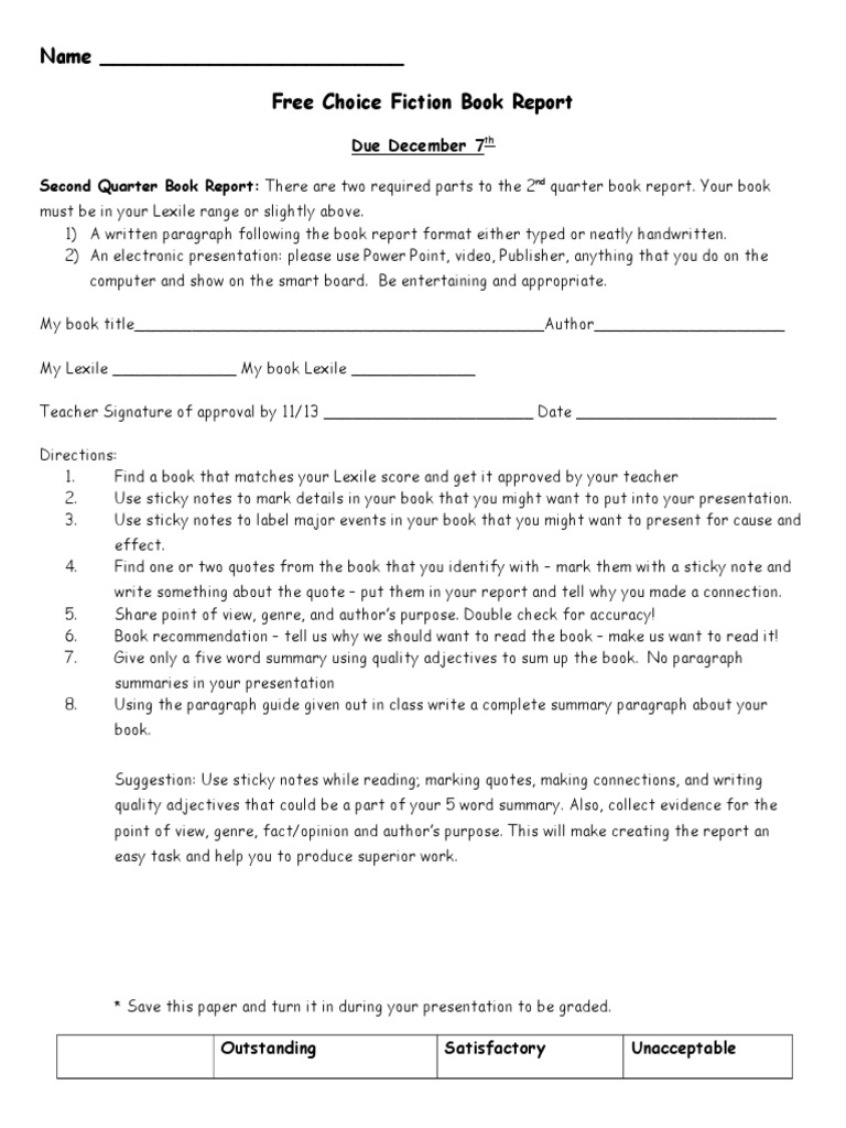 Book Report Guidelines and Tips | PDF | Narration | Paragraph