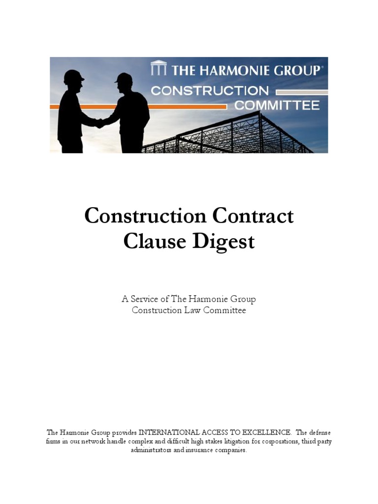 Construction Contract Clause Digest | PDF | General Contractor | Safety
