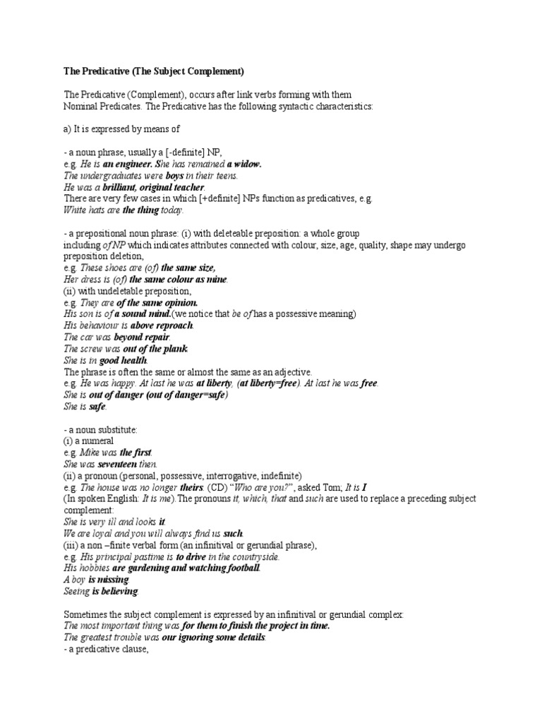 The Predicative | PDF | Predicate (Grammar) | Subject (Grammar)