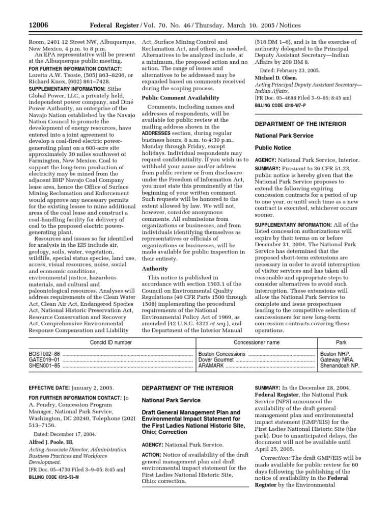 Notice: Concession Contracts and Permits: First Ladies Historical Site ...