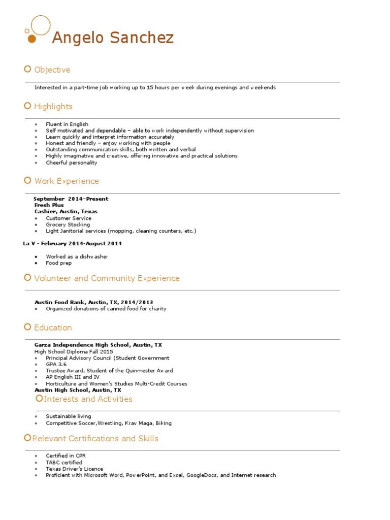 Angelo Sanchez: Objective | PDF