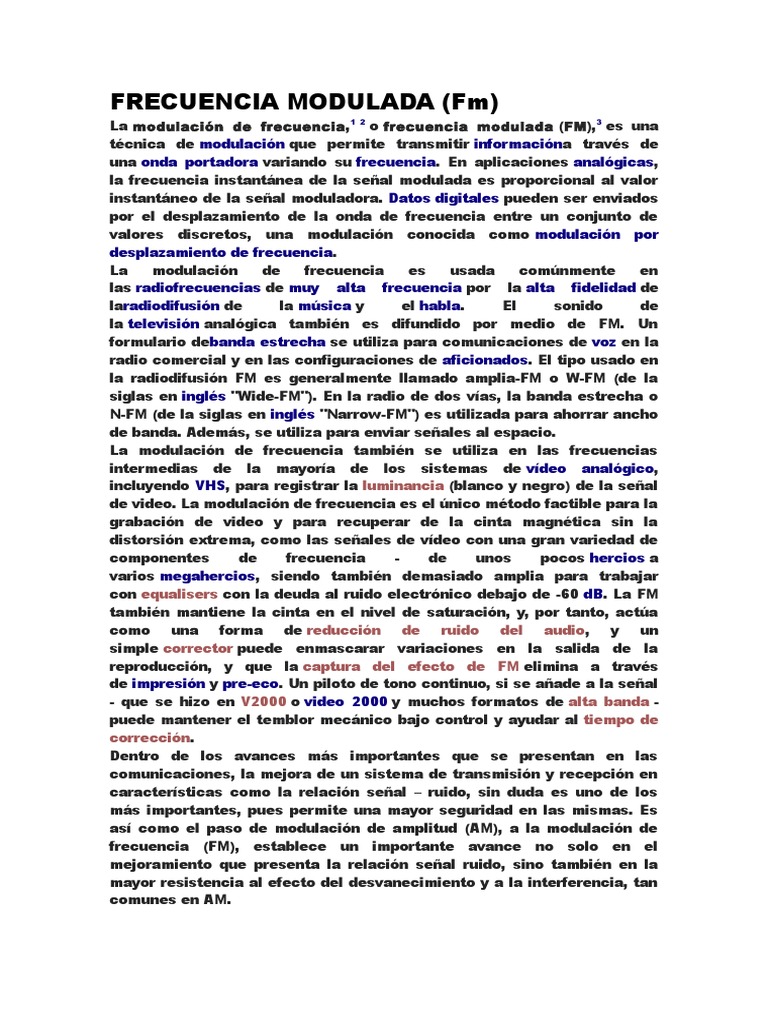Frecuencia Modulada | PDF | Modulación de frecuencia | Electrónica