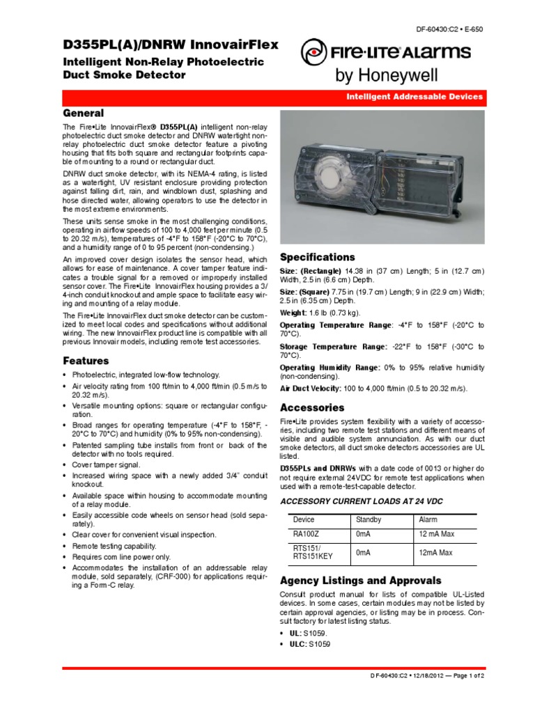 Fire-Lite DST10 Data Sheet | Duct (Flow) | Electrical Wiring
