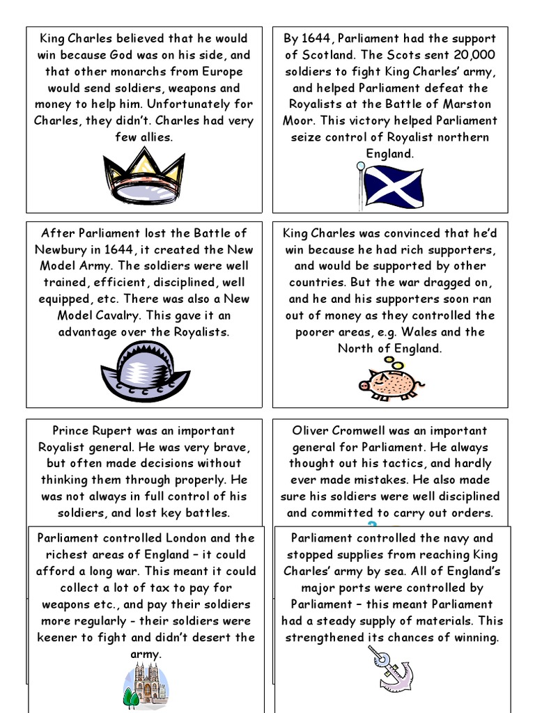 Why Did Parliament Win The English Civil War Card Sort | PDF | Oliver ...