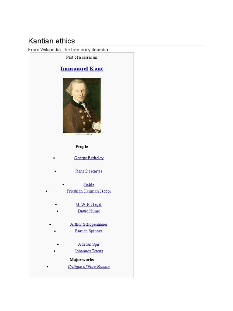 Kantian Ethics | PDF | Immanuel Kant | Ethical Theories