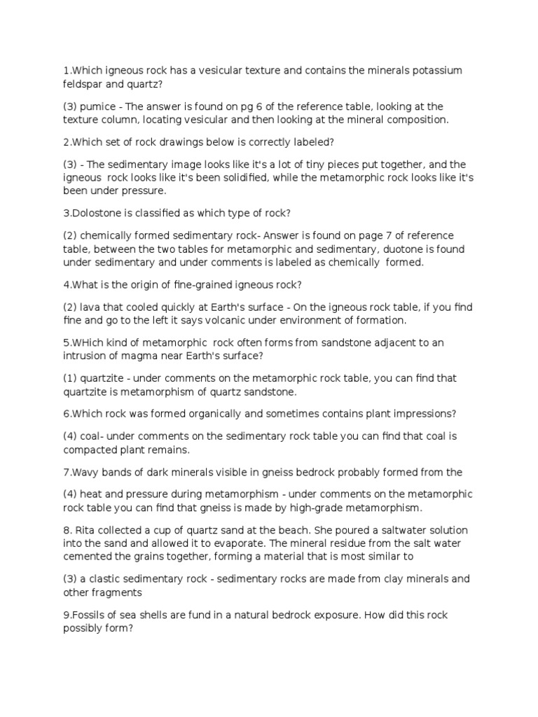 Earth Science Rocks and Minerals Questions | Download Free PDF | Rock ...