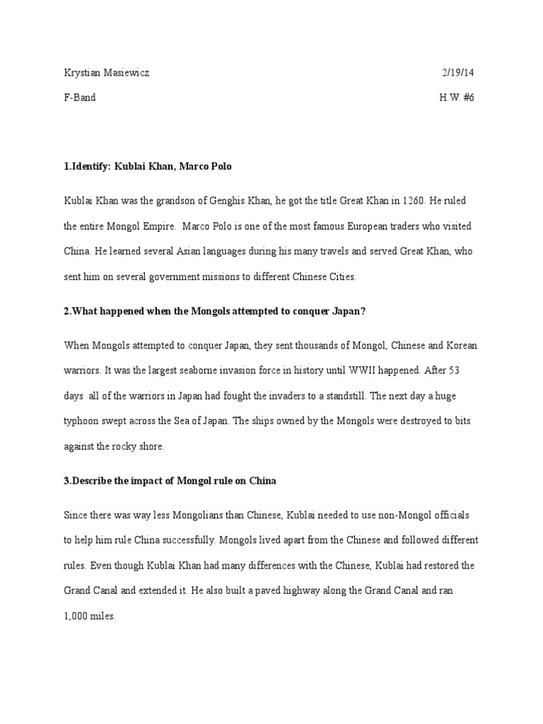 Kublai Khan and Marco Polo | PDF | Travel | History