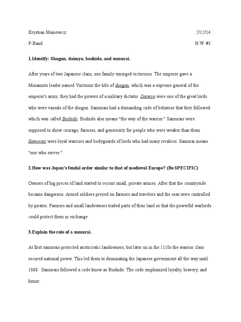 Japanese Feudal System Explained | PDF