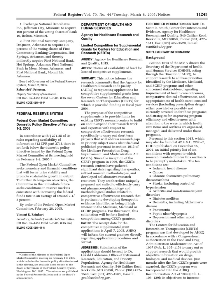 Notice: Grants and Cooperative Agreements Availability, Etc.: Centers ...