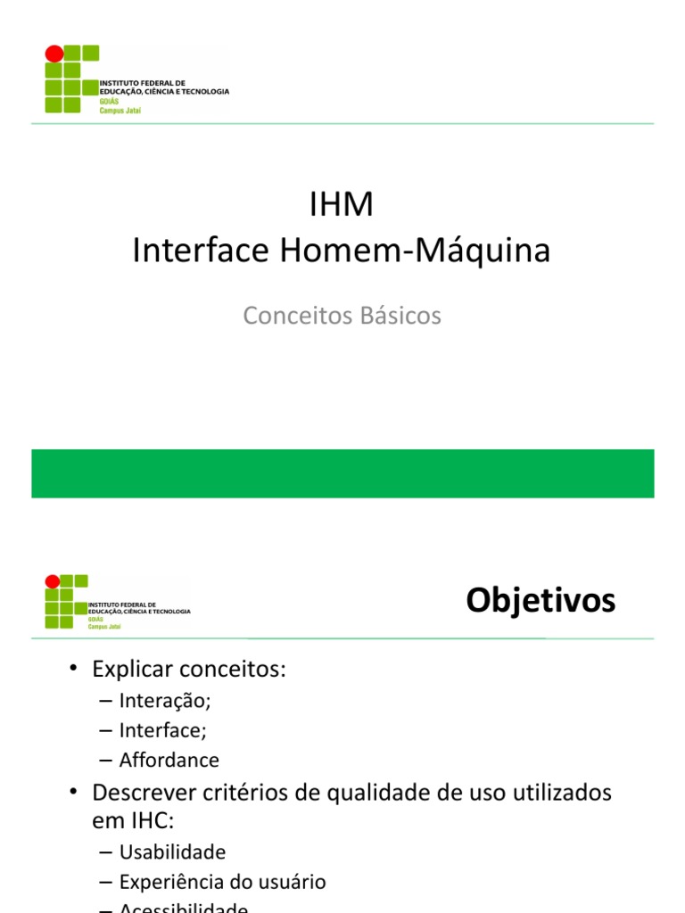 Conceitos Básicos de IHM | PDF | Usabilidade | Mídia (Comunicação)
