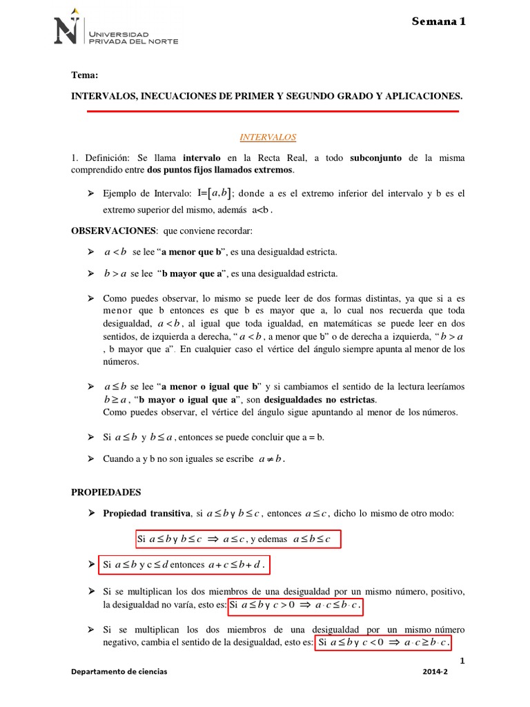 Inecuaciones de Primer y Segundo Grado | PDF | Intervalo (Matemáticas) | Números