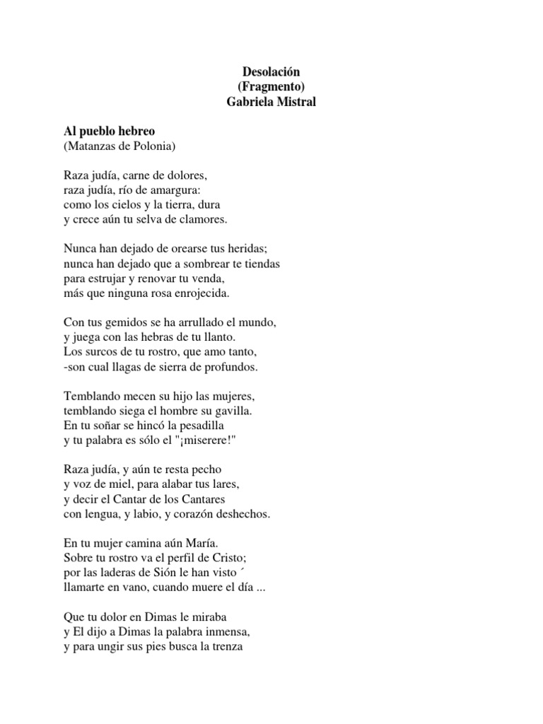 Poema "Desolación" de Gabriela Mistral | PDF | Naturaleza