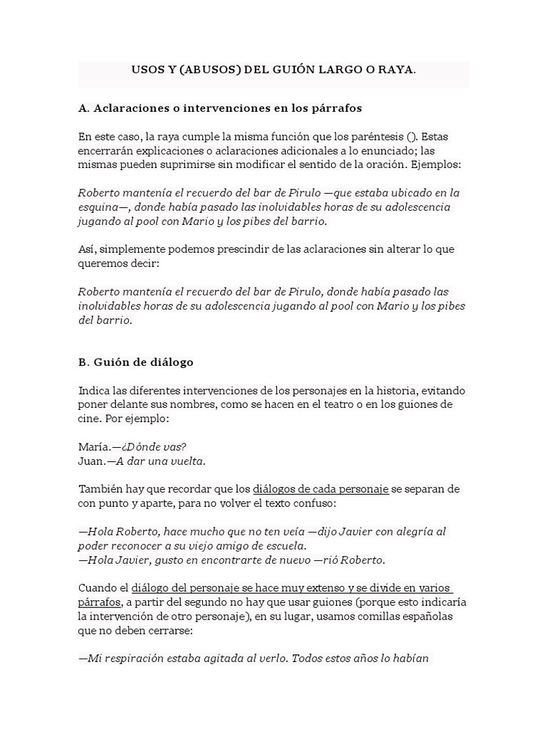 Uso Del Guión Largo | PDF | Símbolos tipográficos | Comillas