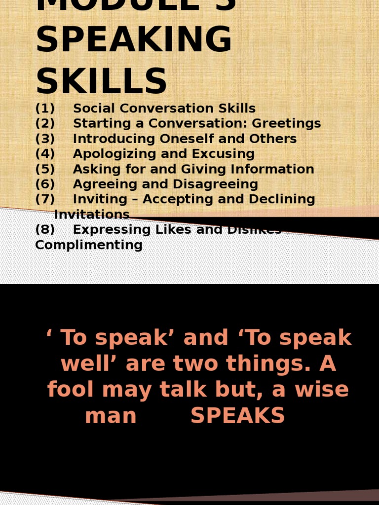 Module 3 Speaking Skills | PDF | Conversation | Interpersonal Communication