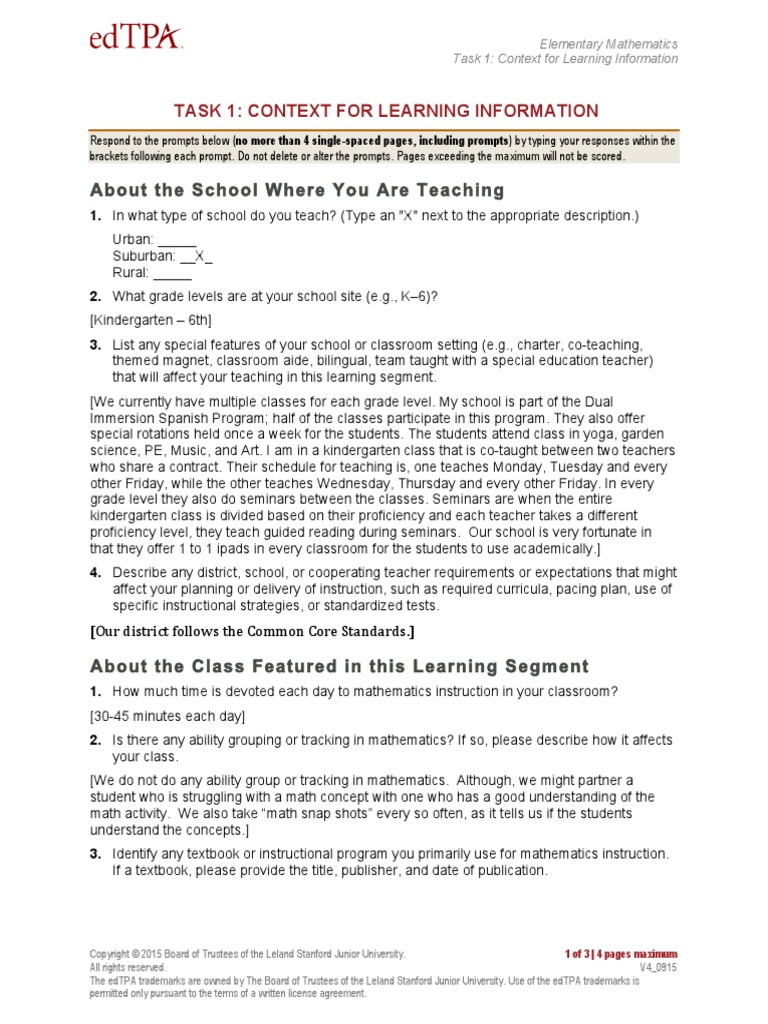 Context For Learning Information Template | PDF | Individualized ...