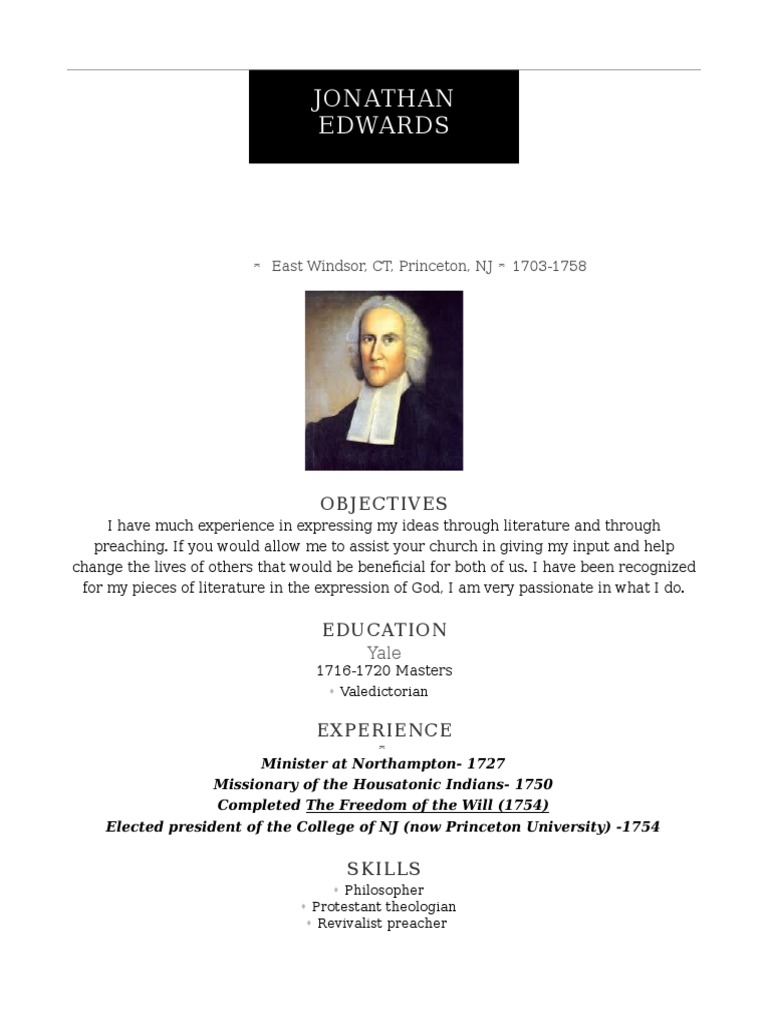 Jonathan Edwards Resume PD 1 | PDF | Philosophy
