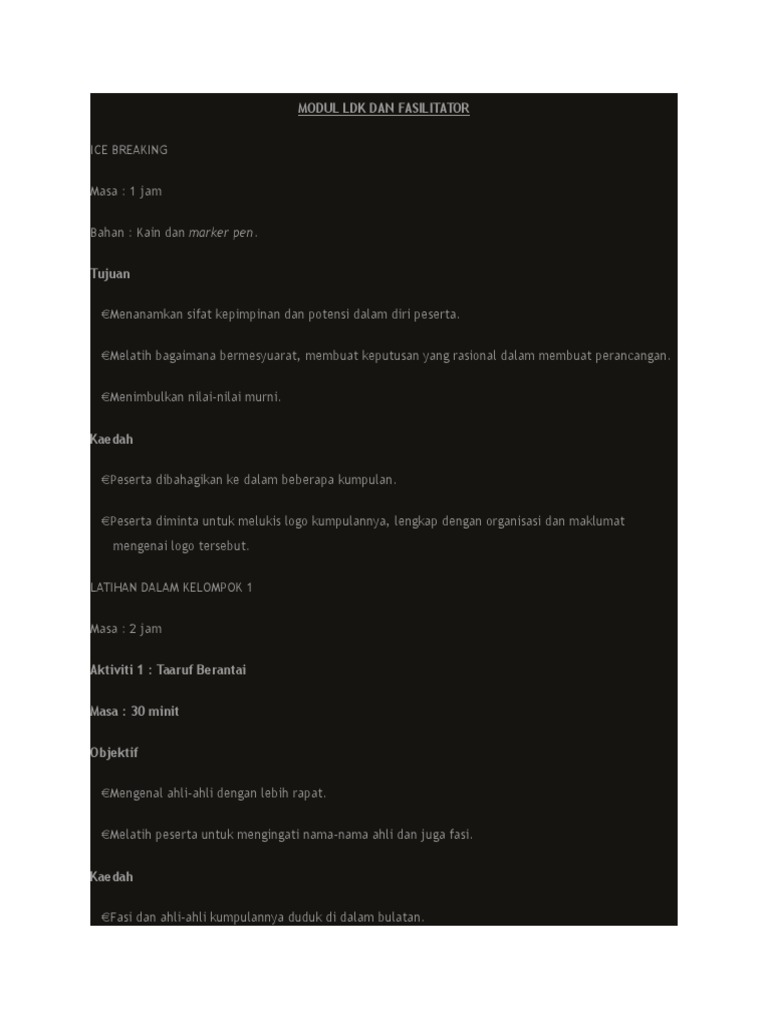 Modul LDK Dan Fasilitator | PDF | Sains & Matematika