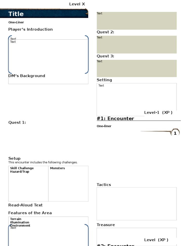 Adventure Template DND Kids | PDF | Dungeons & Dragons | Gary Gygax Games