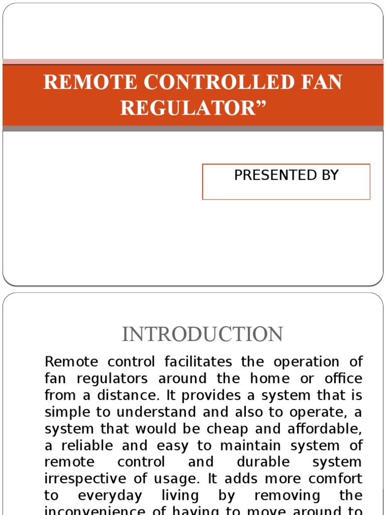 Remote Controlled Fan Regulator Project Report | PDF | Electronic ...