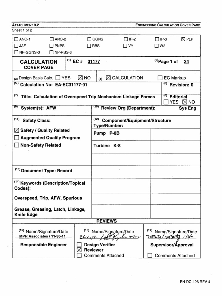 Calculation of Overspeed Trip Mechanism Linkage Forces | PDF | Normal ...