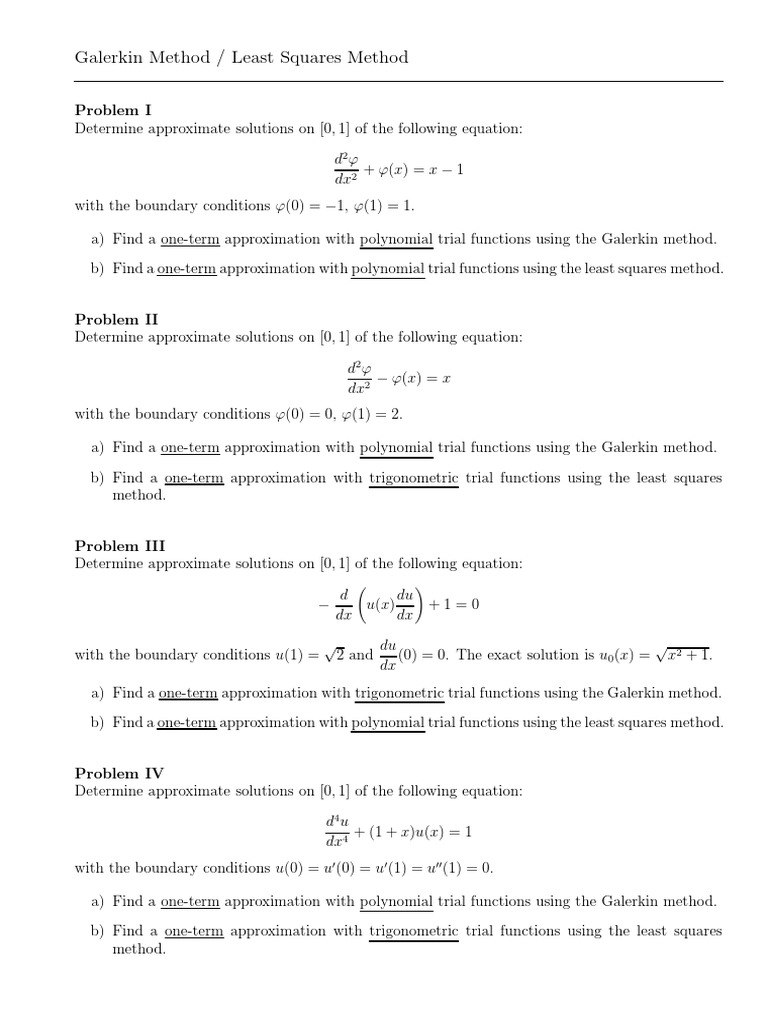 Galerkin & Least Squares Methods Solutions | PDF