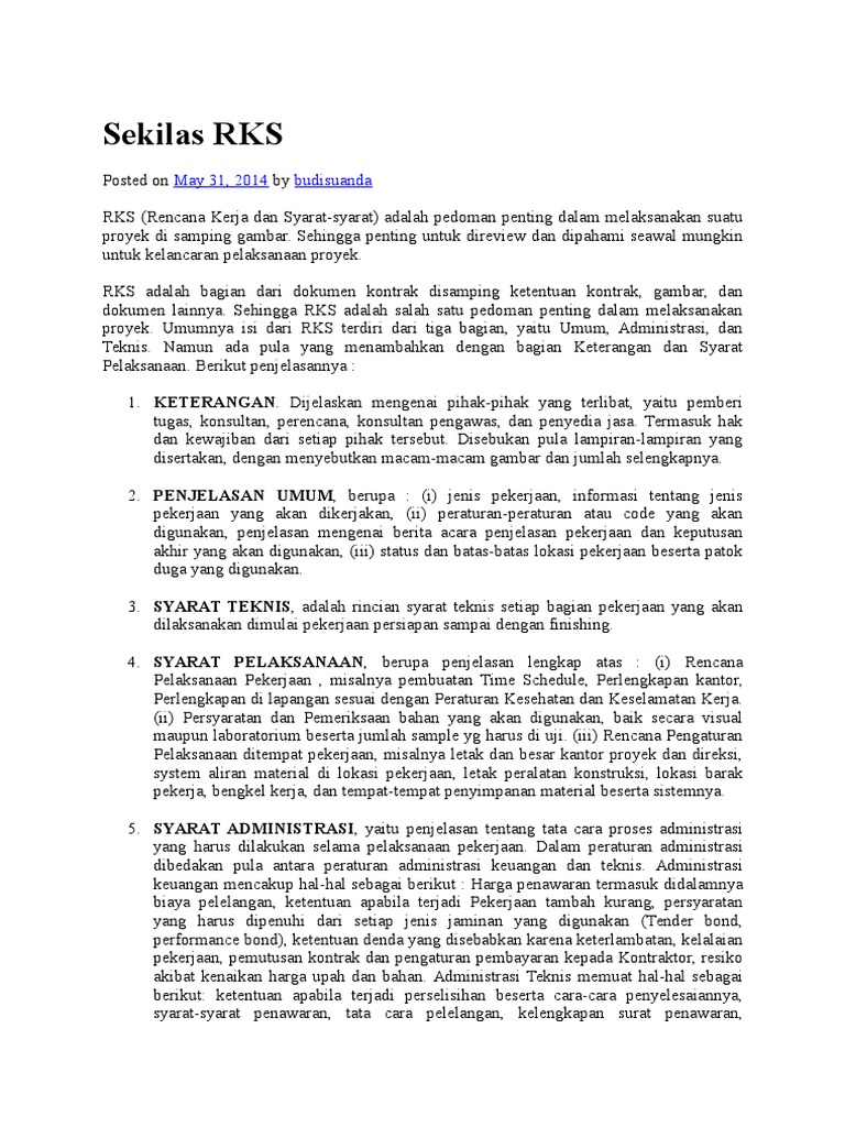 Sekilas RKS | PDF