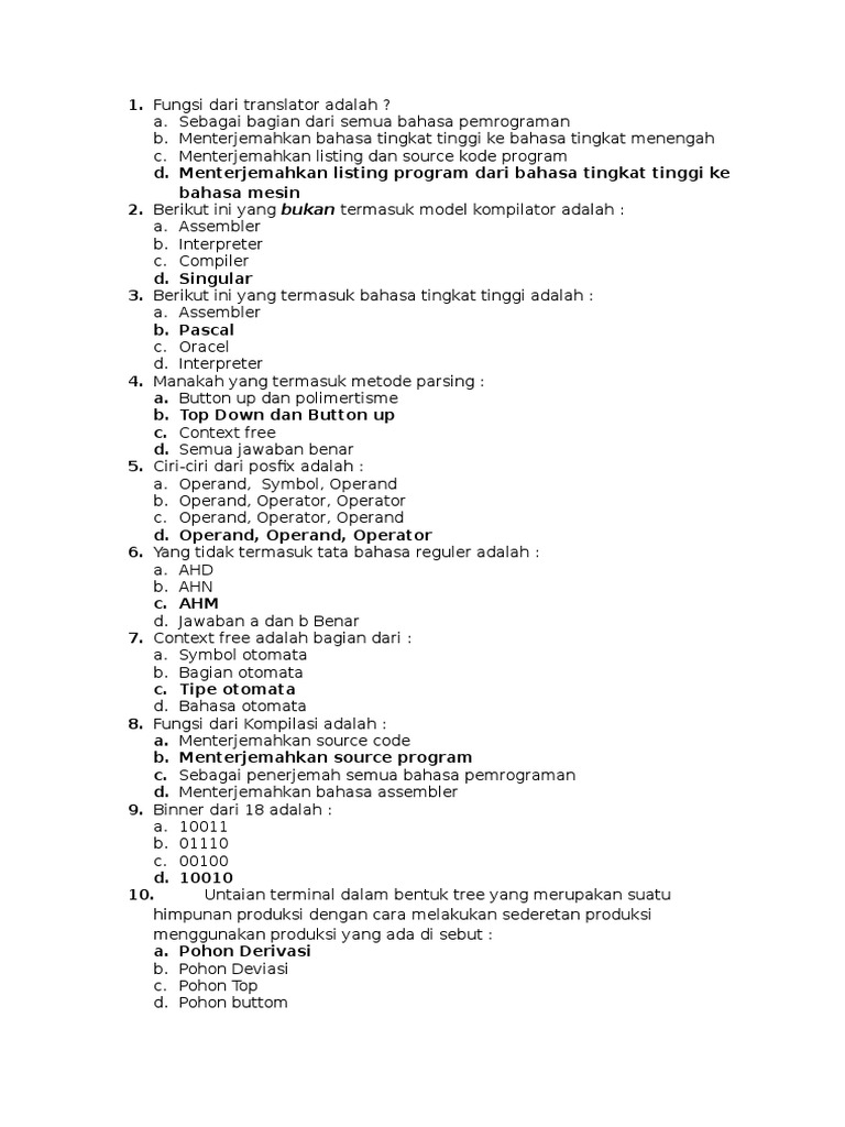 Latihan Soal Uts Peng. Teknik Kompilasi | PDF | Metode & Bahan Ajar