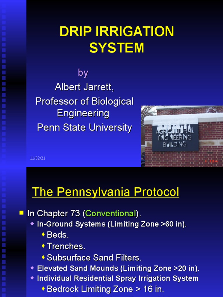 Drip Irrigation System: by Albert Jarrett, Professor of Biological ...